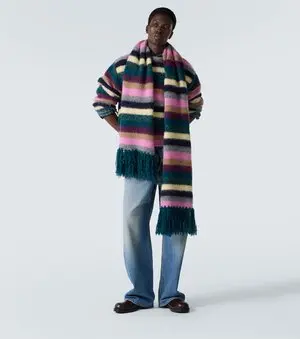 ERL Striped Alpaca Wool And Mohair-blend Scarf