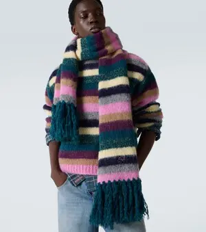 ERL Striped Alpaca Wool And Mohair-blend Scarf