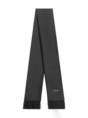 Dolce & Gabbana Embroidered-logo Fringe Scarf - Black