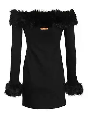 Heron Preston Fur-trimmed Strapless Mini Dress - Black