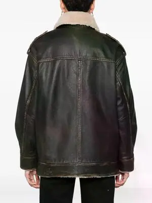 ERALDO Shearling Collar Leather Jacket