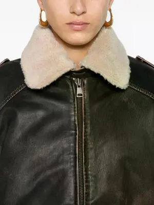 ERALDO Shearling Collar Leather Jacket