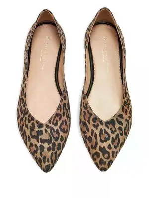 HOUSE OF BALLERINAS Leopard-print Pointed-toe Flats