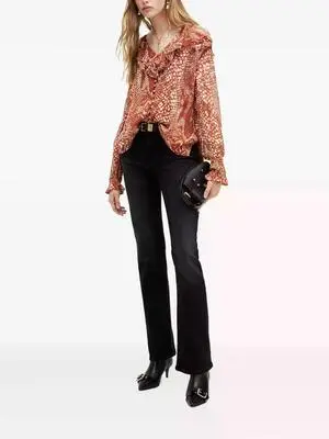 ALLSAINTS Phoebe Ruffle-detail Snake-print Top