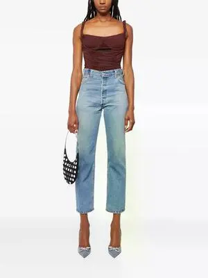 DION LEE Smocked Corset Top - Red