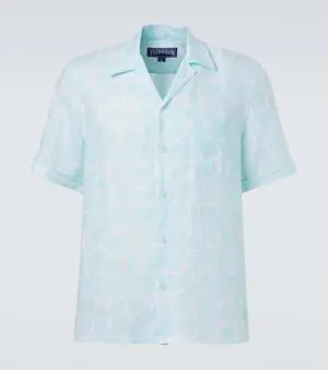 Vilebrequin Charli Floral Linen Bowling Shirt - Green