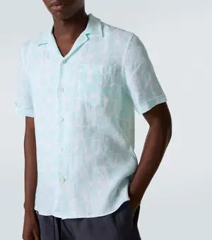 Vilebrequin Charli Floral Linen Bowling Shirt - Green
