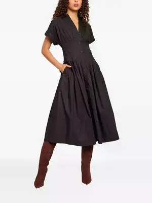 Cara Cara Nash Midi Dress With Button-up Front - Black