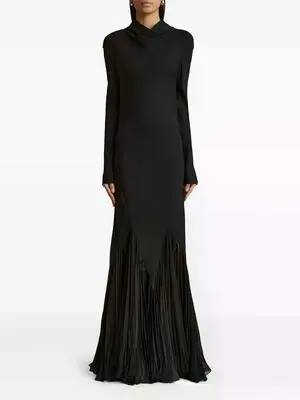 Khaite Pleated Silk Maxi Dress
