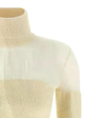 Elisabetta Franchi Cropped Turtleneck Sweater With Metal Logo Detail