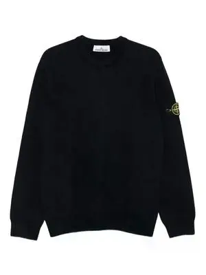 Stone Island Ribbed-knit Logo-patch Sweater - Blue