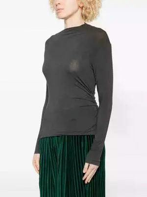 NIU Draped Side-ruched Long Sleeve Sweater