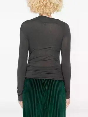NIU Draped Side-ruched Long Sleeve Sweater