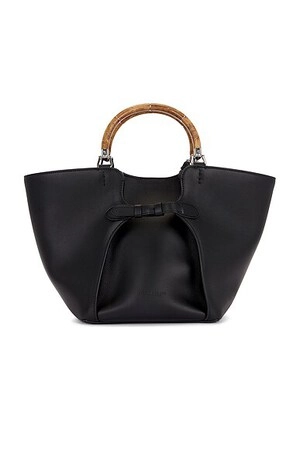 Ralph Lauren Leather Tote Bag With Bamboo Handles