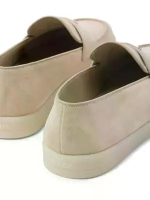 Prada Prada Suede Loafers With Enamelled Triangle Logo Neutrals
