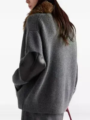 Prada Cashmere Cardigan With Elbow Patches - Grey