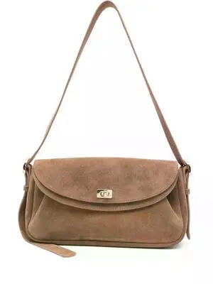 Sandro Le Mambo Suede Shoulder Bag - Neutrals