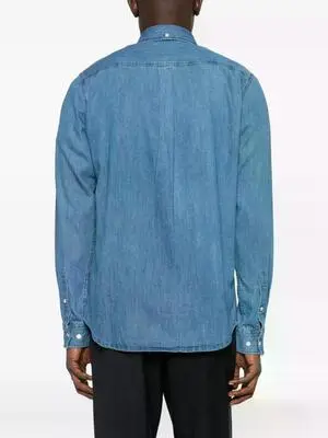 LES DEUX Embroidered Denim Shirt - Blue