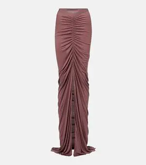 Rick Owens Ruched Jersey Maxi Skirt - Pink