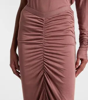 Rick Owens Ruched Jersey Maxi Skirt - Pink