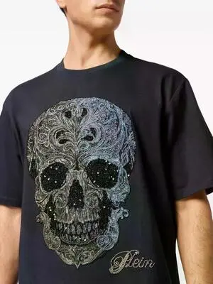 Philipp Plein Skull-embroidered T-shirt - Blue