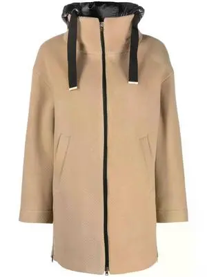Herno Zip-up Hooded Coat In Virgin Wool