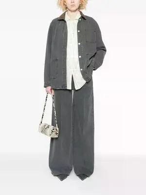 Officine Générale Corduroy Collar Denim Chore Jacket - Grey