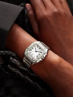 Cartier Santos De Automatic Stainless Steel Diamond Watch