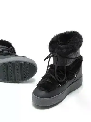 Moon Boot Ltrack Lace-up Faux Fur Waterproof Boots - Black