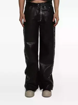EARTHLING VIP Leather Studded Straight Leg Trousers