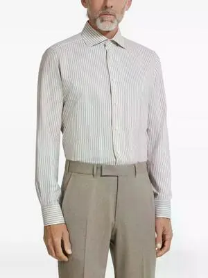 Zegna Striped Silk-cotton Shirt - Grey