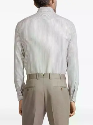 Zegna Striped Silk-cotton Shirt - Grey