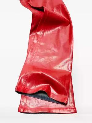 Acne Studios High-waisted Flared Trousers With Latex Finish