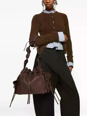 Acne Studios Ruffled Drawstring Shoulder Bag - Brown