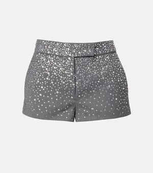 Alex Perry Low-rise Crystal-embellished Shorts - Grey