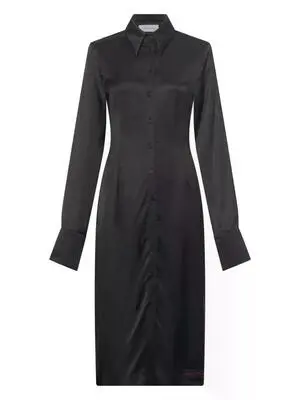 MARINE SERRE Satin Wrapped Shirt Midi Dress - Black