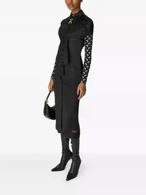 MARINE SERRE Satin Wrapped Shirt Midi Dress