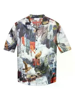 Off-White Collage-print Short-sleeve Shirt - Blue