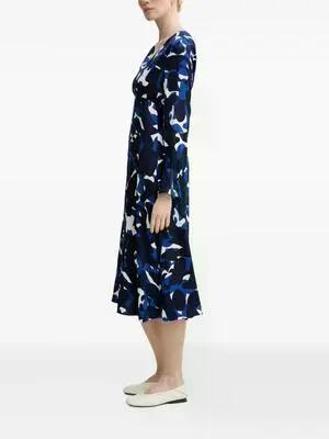 Marc O'polo Abstract Print V-neck Midi Dress - Blue