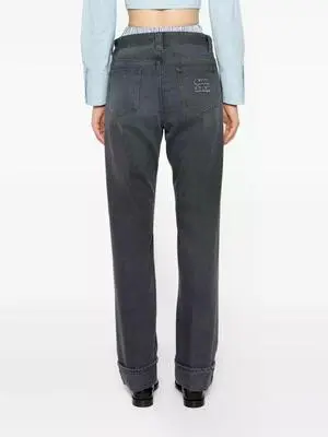 Miu Miu Mid-rise Straight-leg Cotton Twill Trousers - Grey