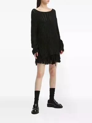 B+AB Ribbed-knit Ruffled Jumpsuit