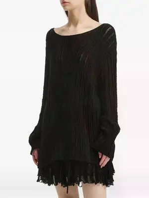 B+AB Ribbed-knit Ruffled Jumpsuit