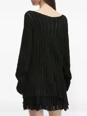 B+AB Ribbed-knit Ruffled Jumpsuit