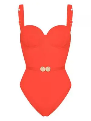 NOIRE SWIMWEAR Belted Ruched Balconette Swimsuit - Orange