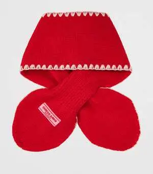 MIKI HOUSE Wool-blend Knit Bunny Scarf - Red
