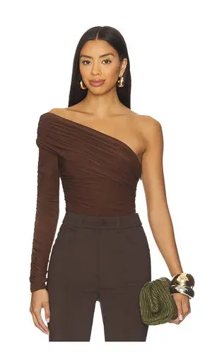 Ronny Kobo Adriene One-shoulder Top With Ruching Detail - Brown