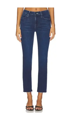 MOTHER The Mid Rise Dazzler Ankle Fray Jeans - Blue