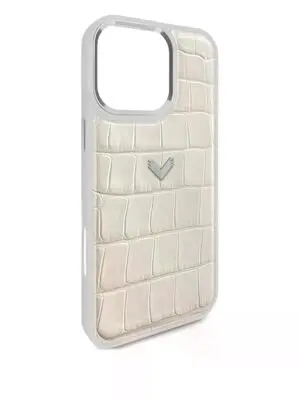 VELANTE Crocodile-effect Iphone 16 Pro Max Case - White