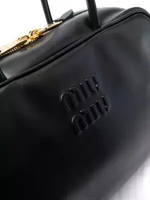 Miu Miu Logo-embossed Calf Leather Shoulder Bag - Black