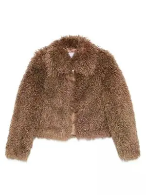 STAND STUDIO Faux-shearling Cropped Jacket With Zip Fastening - Brown